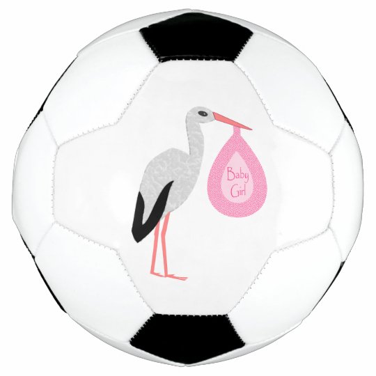 Pretty Pink Baby Girl Stork Soccer Ball | Zazzle.com
