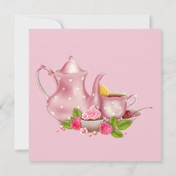 Pretty Pink Baby Shower Tea Party Invitation | Zazzle