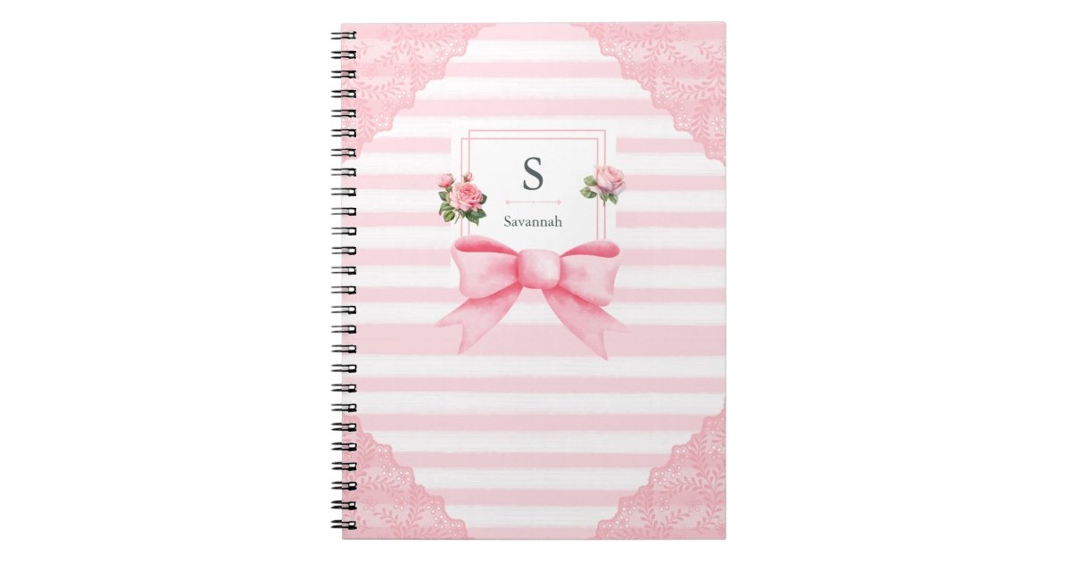 Pretty Pink Bows Coquette Aesthetic Notebook | Zazzle