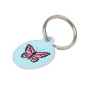 Pretty Pink Butterfly Pet Name Tag | Zazzle