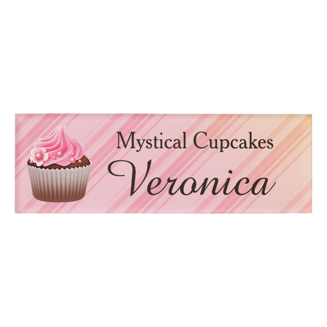 Pretty Pink Cupcake Bakery Name Tag | Zazzle