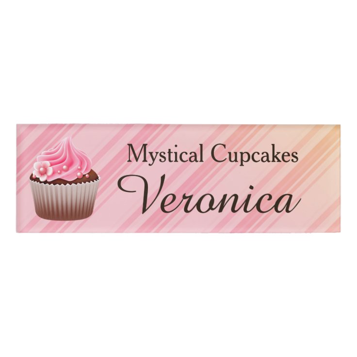 Pretty Pink Cupcake Bakery Name Tag | Zazzle