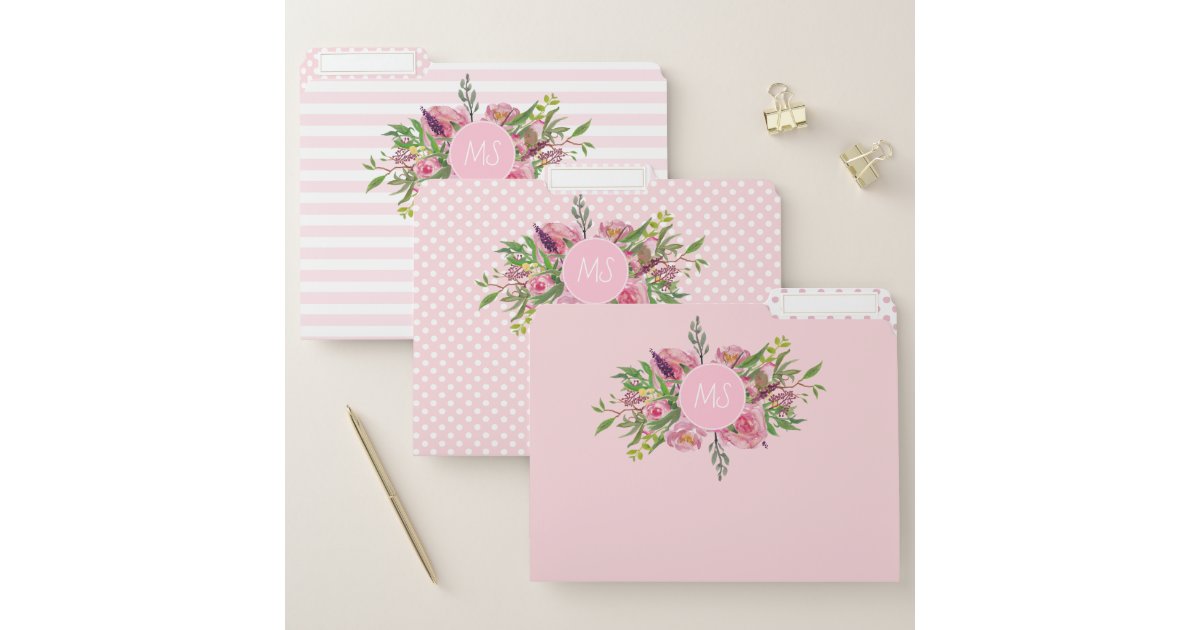 Pretty Pink File Folder Set | Zazzle