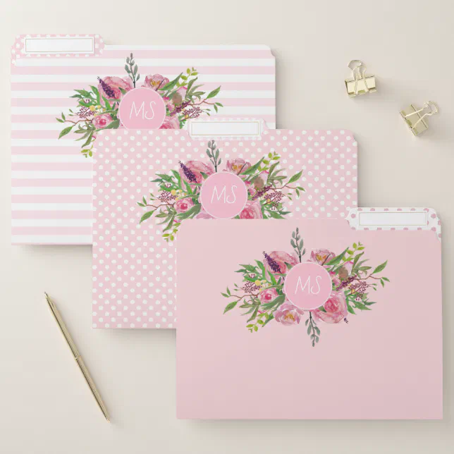 Pretty Pink File Folder Set | Zazzle