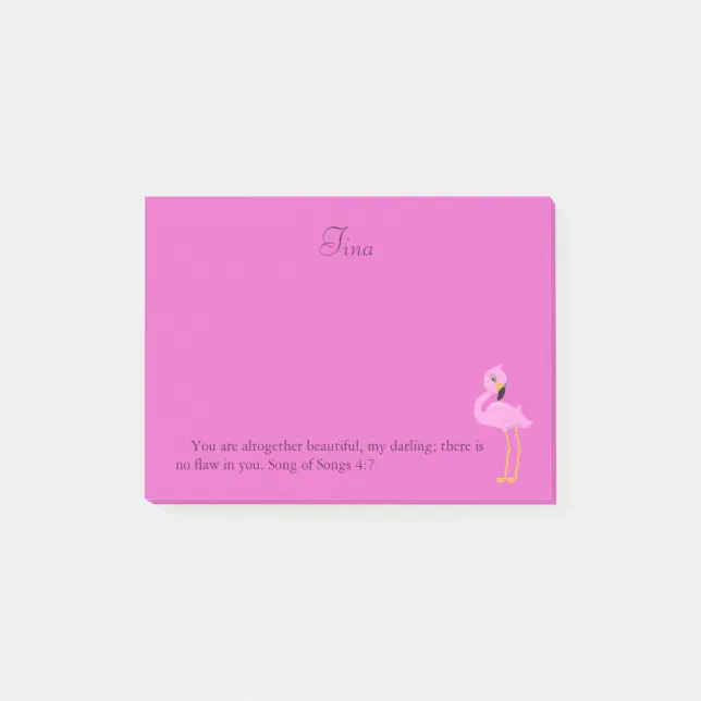 Pretty Pink Flamingo Bible Verse Post-it Notes | Zazzle