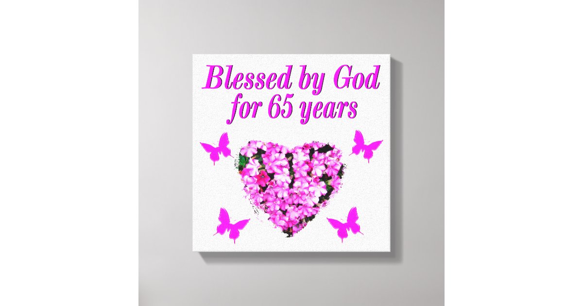 PRETTY PINK FLORAL 65TH BIRTHDAY DESIGN CANVAS PRINT | Zazzle