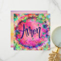 Pretty Pink Floral Amen Faith Inspirational Thank You Card | Zazzle