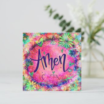 Pretty Pink Floral Amen Faith Inspirational Thank You Card | Zazzle