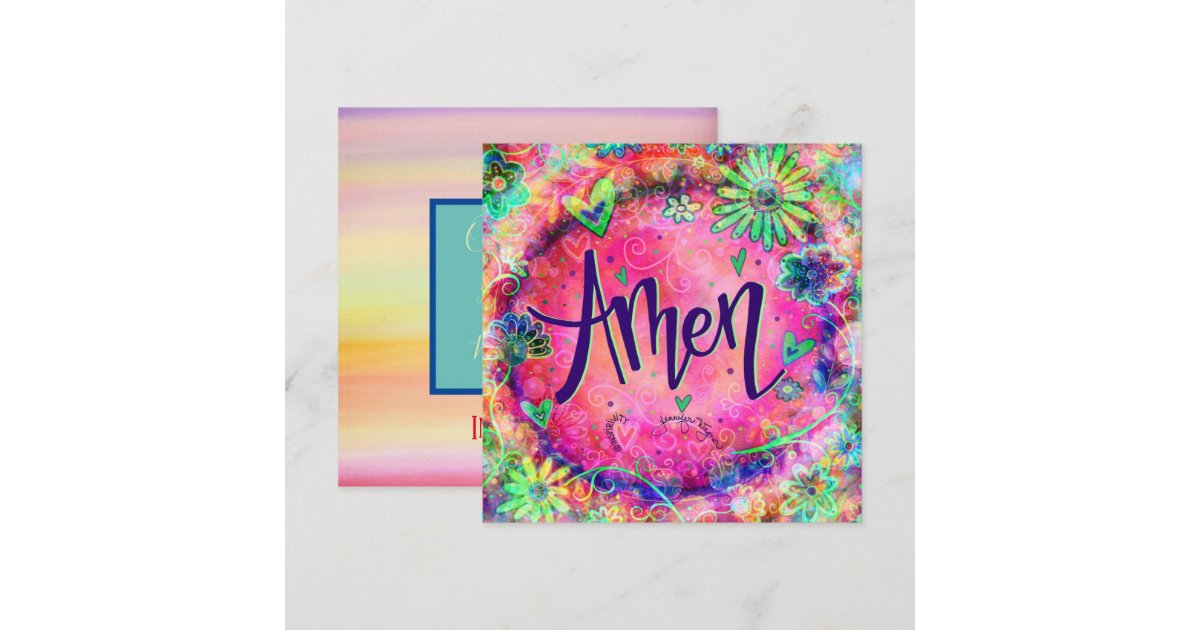 Pretty Pink Floral Amen Faith Inspirational Thank You Card | Zazzle