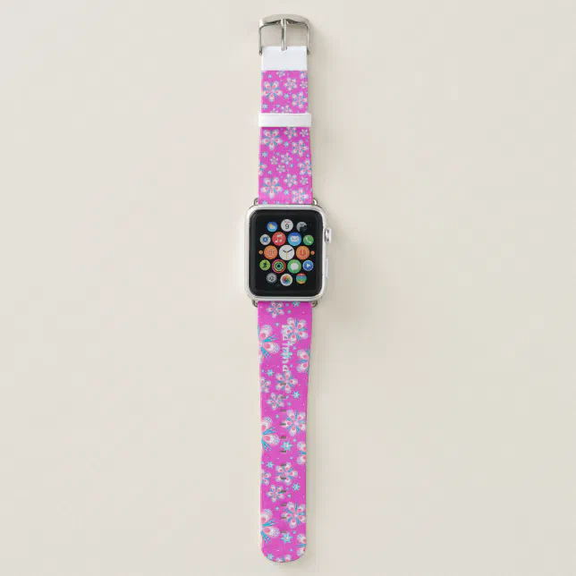 Pretty Pink Floral Apple Watch Band | Zazzle