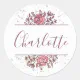 Pretty Pink Floral Custom Name Classic Round Sticker | Zazzle