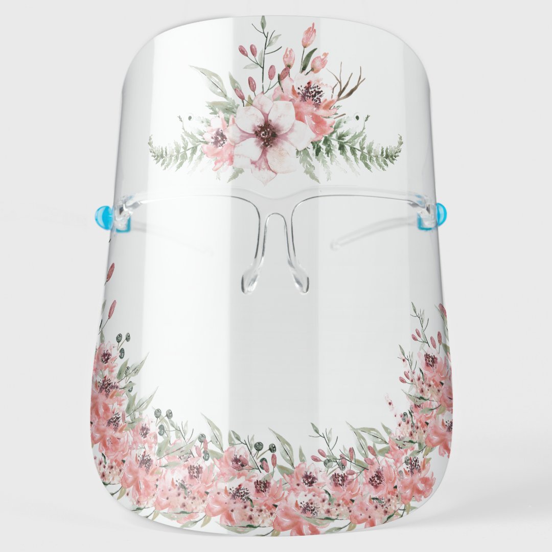 Pretty Pink Floral Face Shield | Zazzle