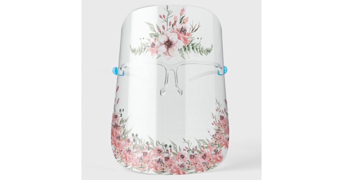 Pretty Pink Floral Face Shield | Zazzle