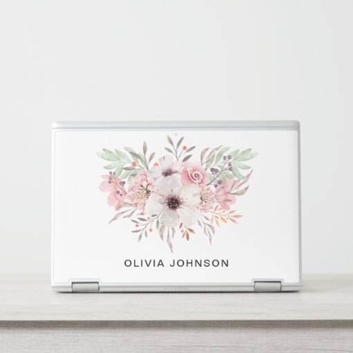 Pretty Pink Floral HP Laptop Skin | Zazzle