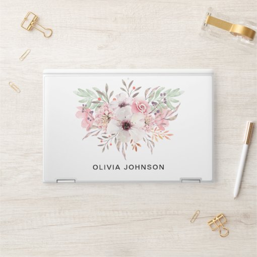 Pretty Pink Floral HP Laptop Skin | Zazzle