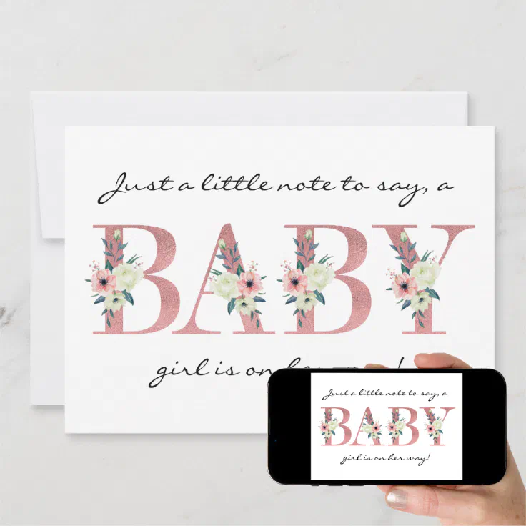 Pretty Pink Floral Letter Pregnancy Announcement | Zazzle