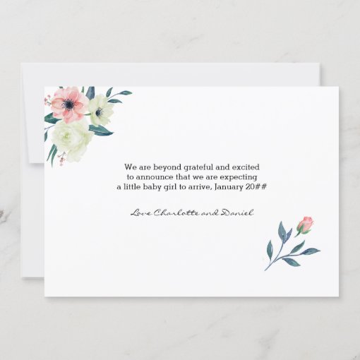 Pretty Pink Floral Letter Pregnancy Announcement | Zazzle