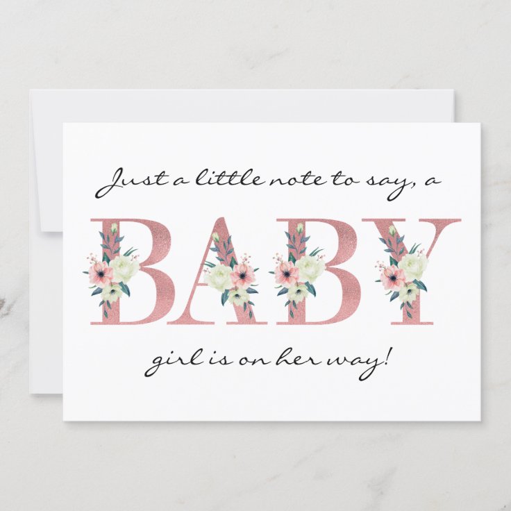 Pretty Pink Floral Letter Pregnancy Announcement | Zazzle