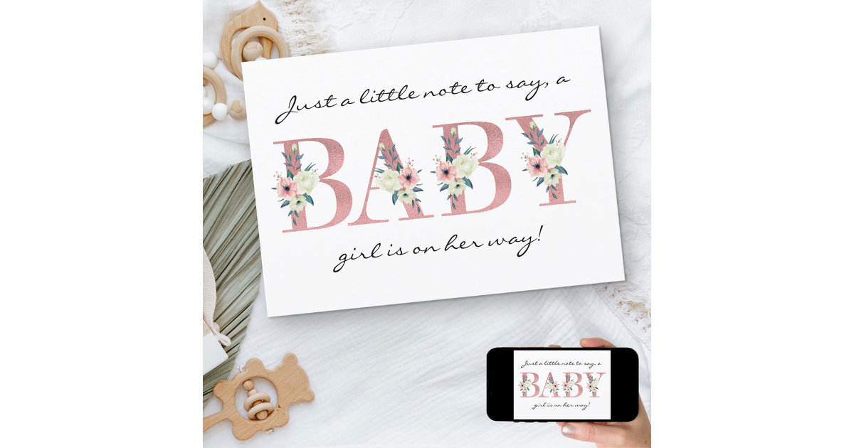 Pretty Pink Floral Letter Pregnancy Announcement | Zazzle