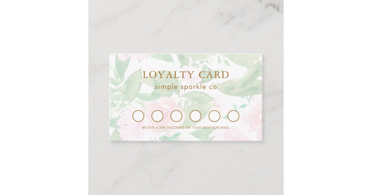 Pretty Pink Floral Loyalty Card | Zazzle