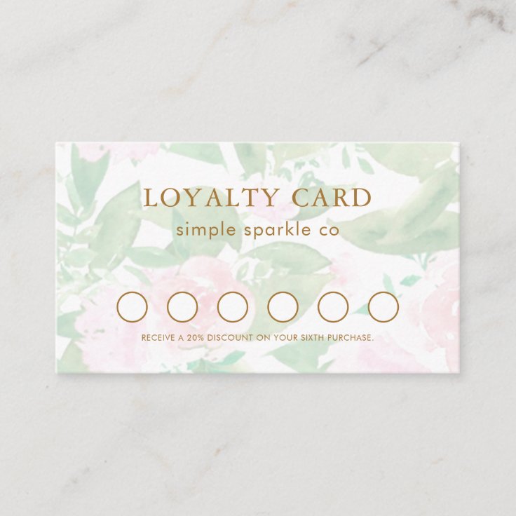Pretty Pink Floral Loyalty Card | Zazzle