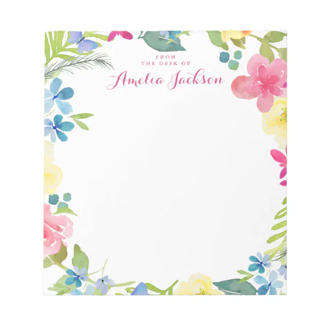 Pretty Pink Floral Personalized Stationery Notepad | Zazzle