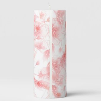 Pretty Pink Floral Pillar Candle | Zazzle