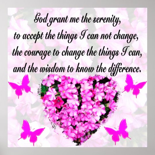PRETTY PINK FLORAL SERENITY PRAYER POSTER | Zazzle.com
