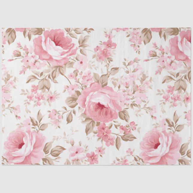 Pretty Pink Floral Vintage Style Tissue Paper | Zazzle