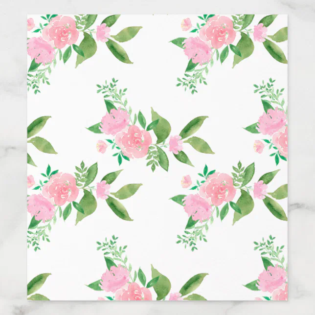 Pretty Pink Floral with Greenery Wedding Envelope Liner | Zazzle