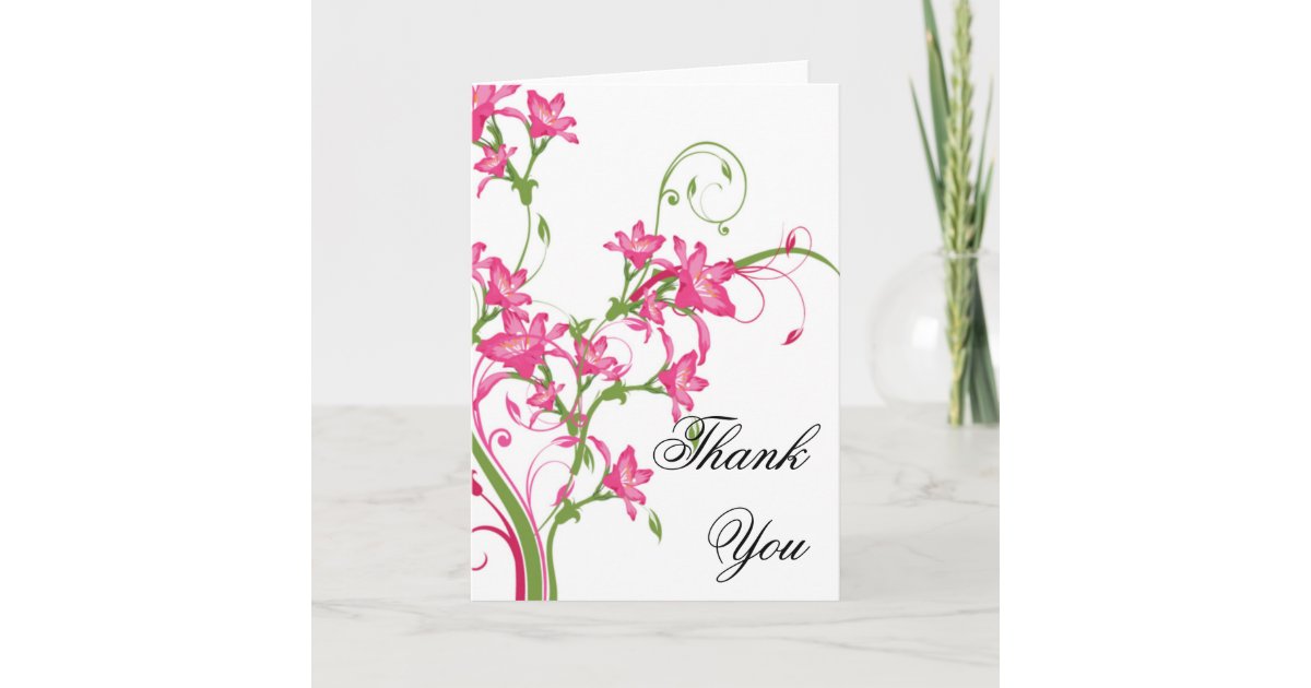 Pretty Pink Flower Thank You Greeting Card | Zazzle