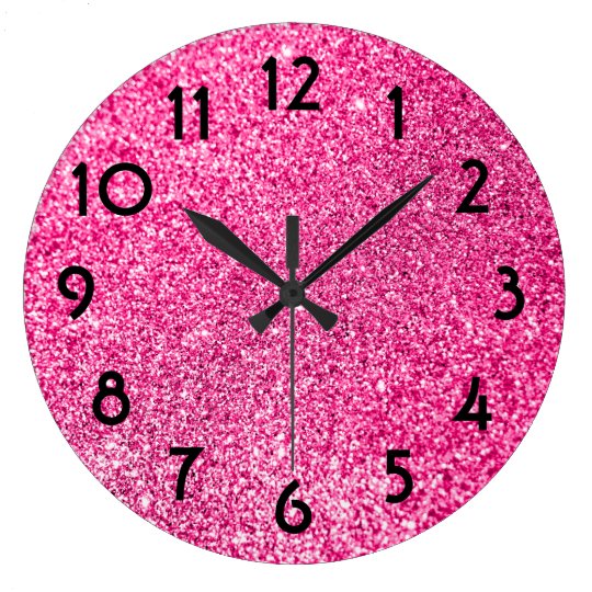 Pretty Pink Glitter Photo Large Clock | Zazzle.com