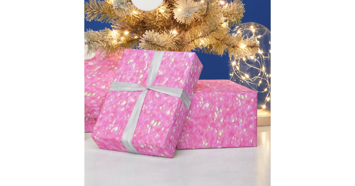 Pretty Pink Glitter Wrapping Paper | Zazzle