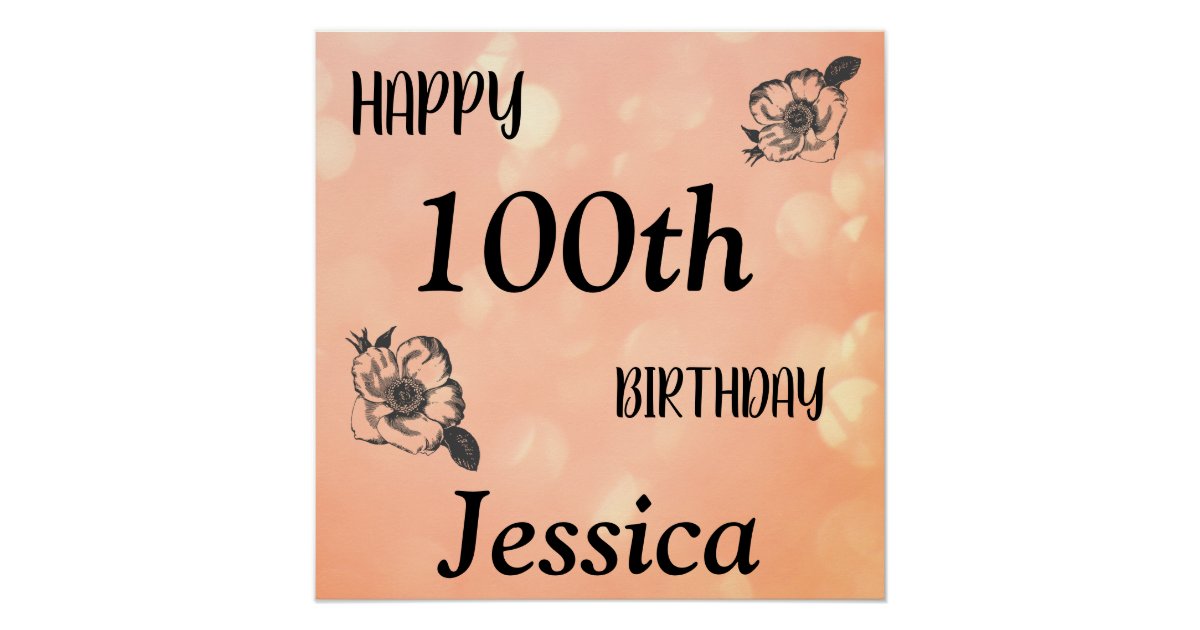 Pretty Pink Happy 100th Birthday Poster | Zazzle