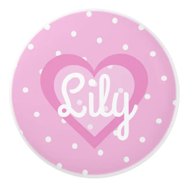 Pretty Pink Heart Ceramic Knob | Zazzle