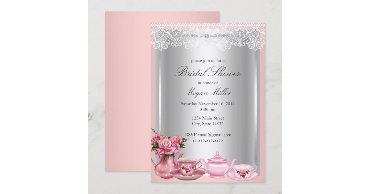 Pretty Pink High Tea Bridal Shower Invitation | Zazzle