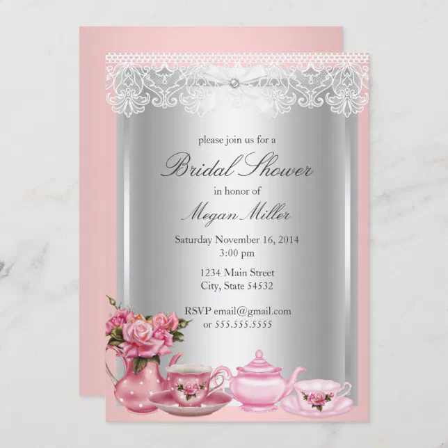 Pretty Pink High Tea Bridal Shower Invitation | Zazzle
