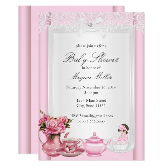 Pretty Pink High Tea Girl Baby Shower Invitation | Zazzle.com