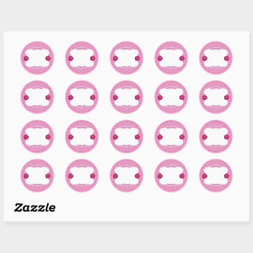 Pretty Pink Lacy Flower Blank Label Stickers | Zazzle