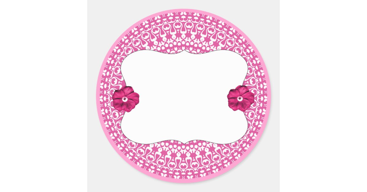 Pretty Pink Lacy Flower Blank Label Stickers | Zazzle
