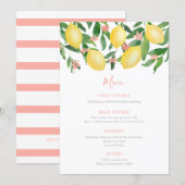 Pretty Pink Lemons Citrus Baby Shower For Girl Menu | Zazzle