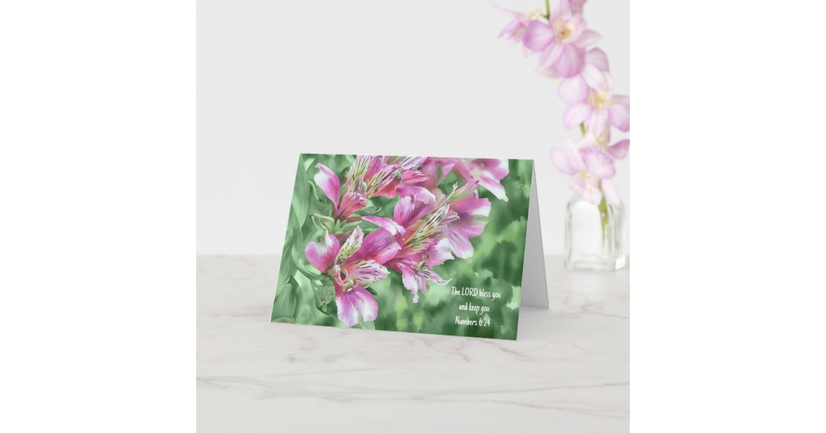 Pretty Pink Lily Flowers Bible Verse Thoughts Card | Zazzle