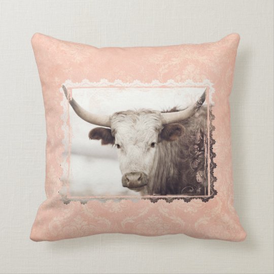 Pretty Pink Longhorn Pillow | Zazzle.com