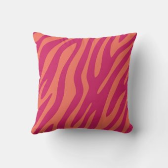 Pretty Pink Orange Animal Print Zebra Leopard Throw Pillow | Zazzle