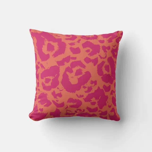 Pretty Pink Orange Animal Print Zebra Leopard Throw Pillow | Zazzle