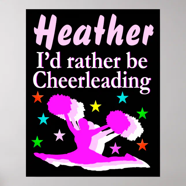 PRETTY PINK PERSONALIZED CHEERLEADING POSTER | Zazzle