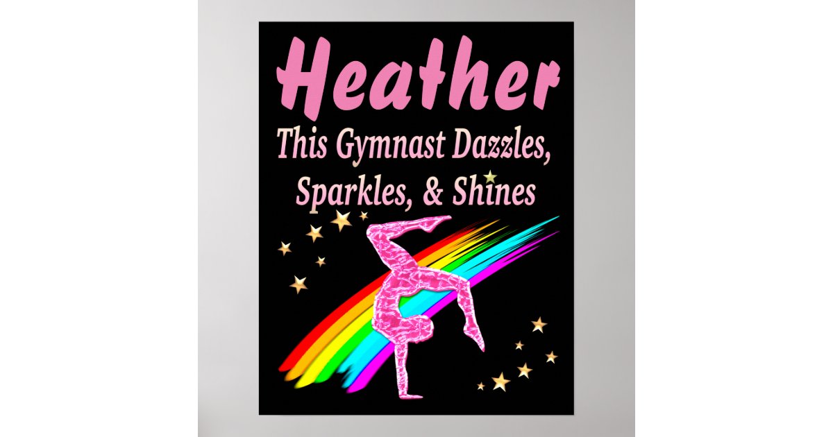 PRETTY PINK PERSONALIZED GYMNASTICS POSTER | Zazzle