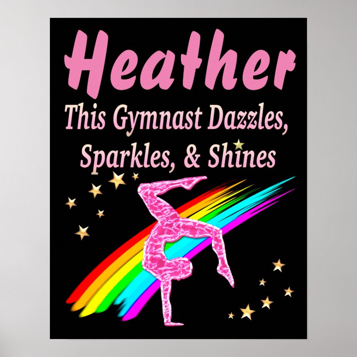 PRETTY PINK PERSONALIZED GYMNASTICS POSTER | Zazzle