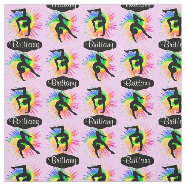 PINK STAR PERSONALIZED GYMNASTICS FABRIC | Zazzle