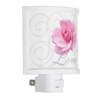 Pretty Pink Rose Night Light, Plug In Night Light | Zazzle